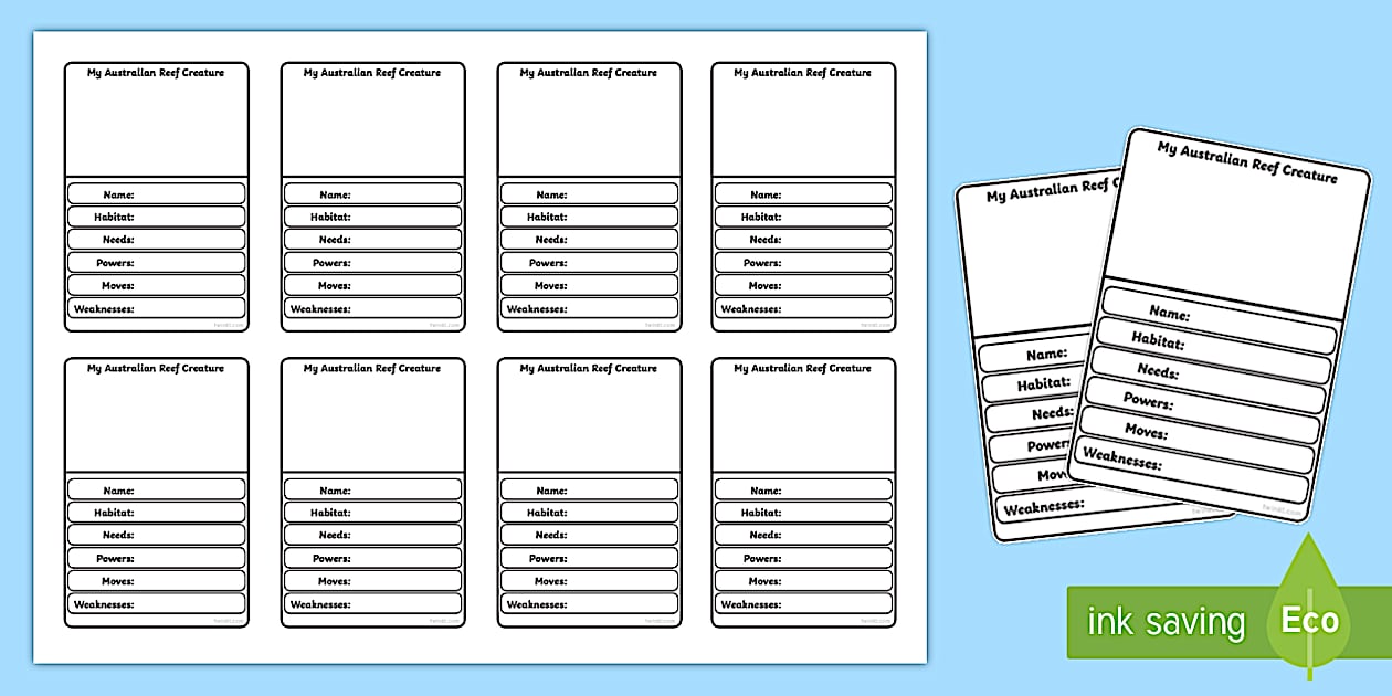 Editable Reef Creature Card Activity (professor feito)