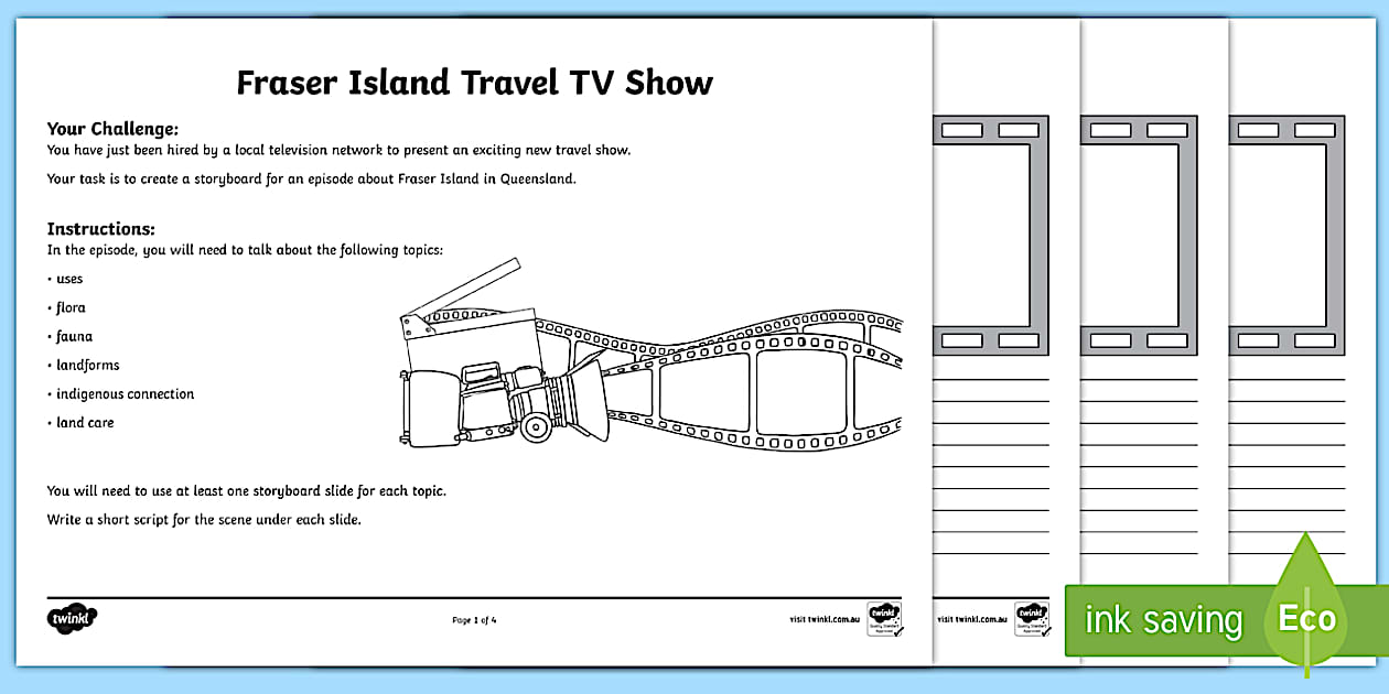 TAS Fraser Island TV Storyboard Template (teacher made)