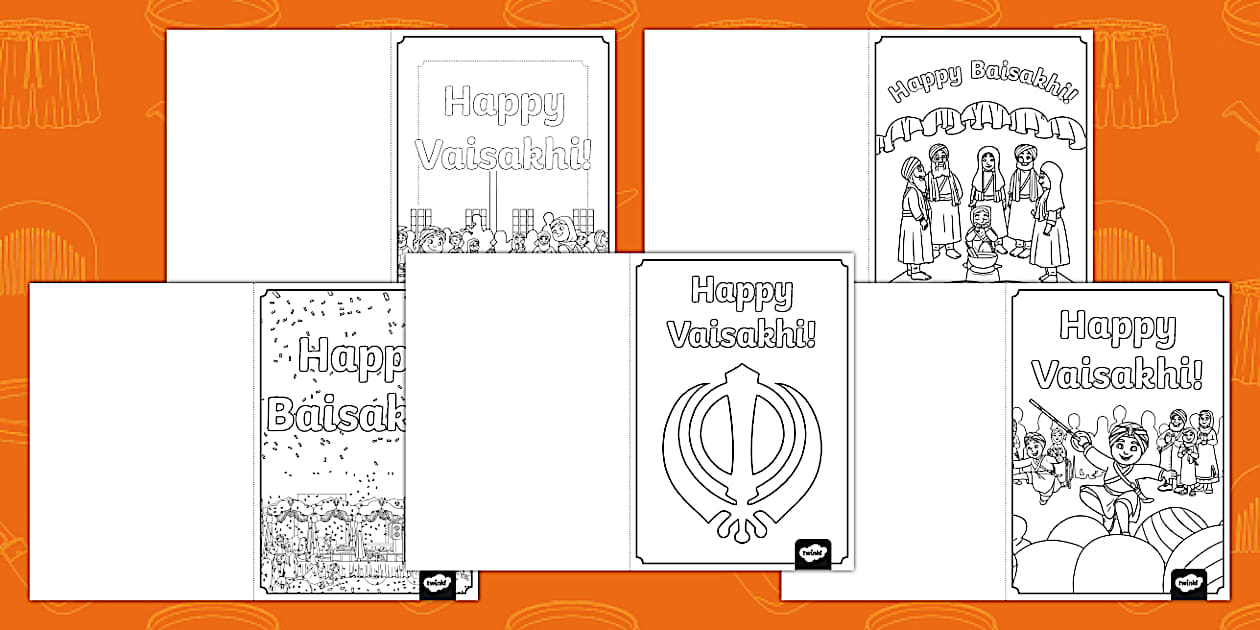 Sikh Vaisakhi Colouring Cards (teacher made) - Twinkl