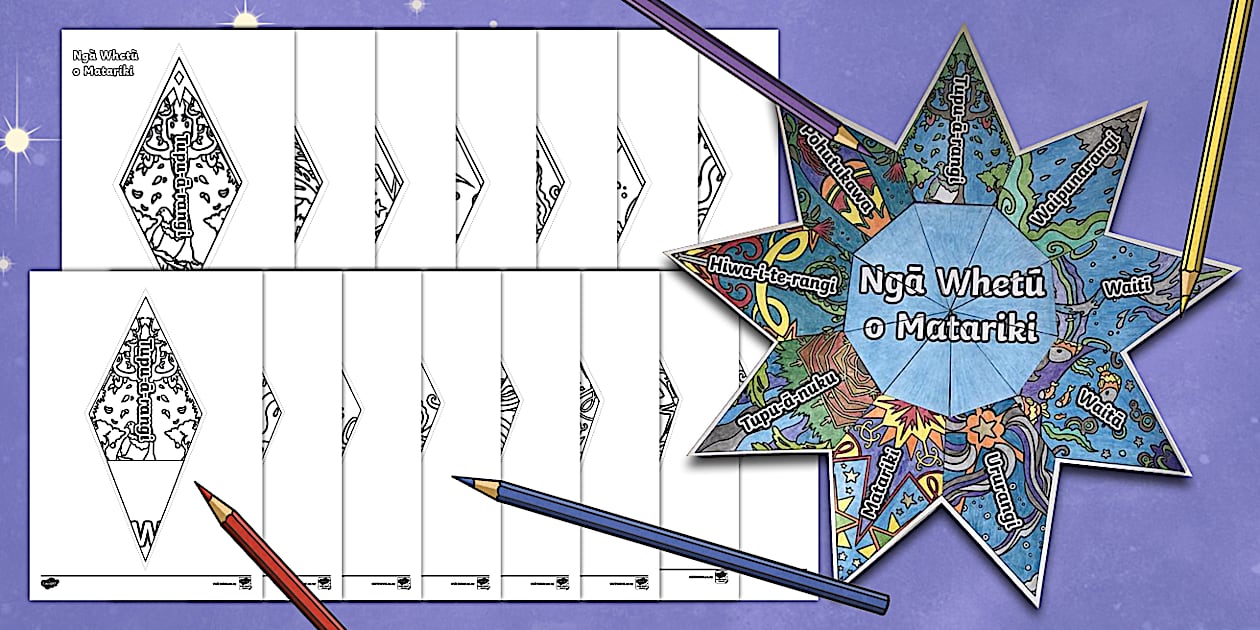 Collaborative Art Activity -Te Iwa o Matariki Seven and Nine-Sided Star ...