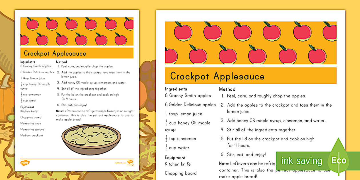 Crockpot Applesauce Recipe | Teaching Resource | Twinkl USA