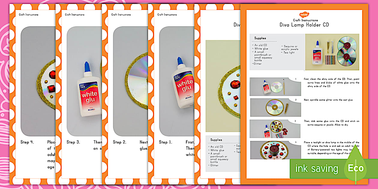 Diva Lamp Holders CD Craft Instructions (teacher made)