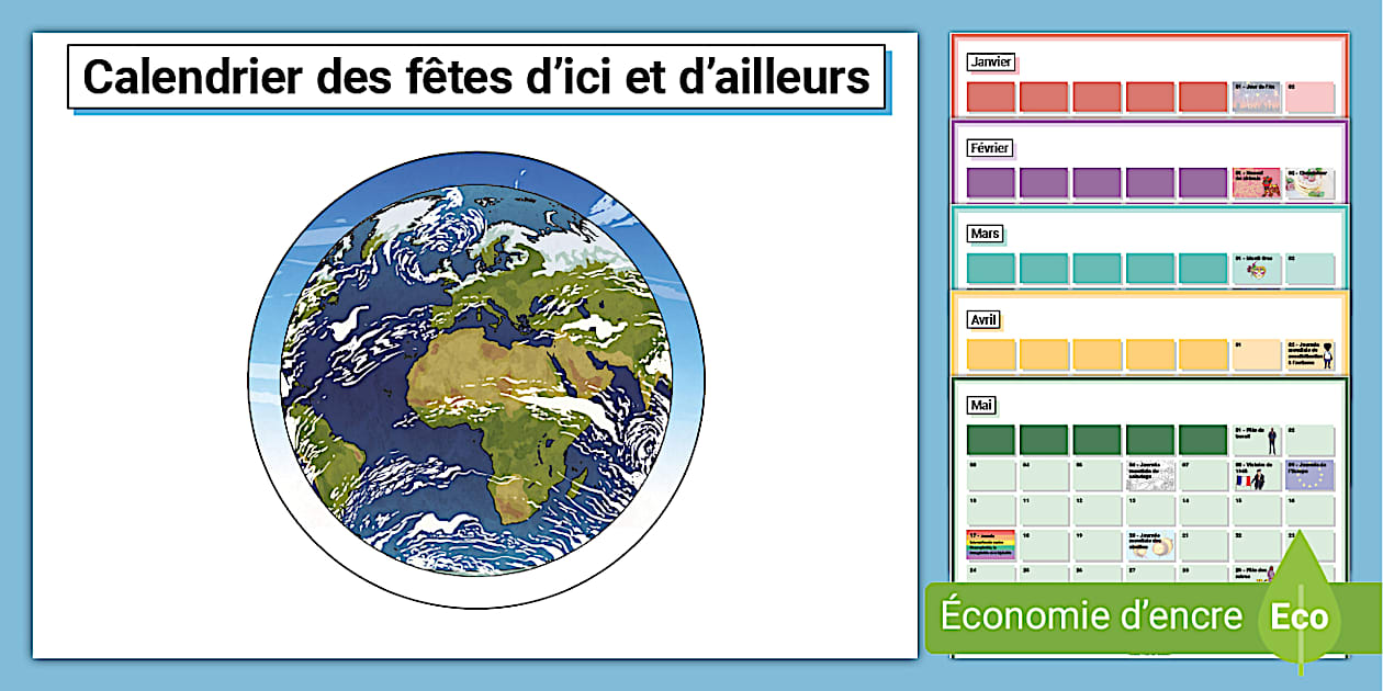 Calendrier des fêtes d'ici et d'ailleurs (teacher made)