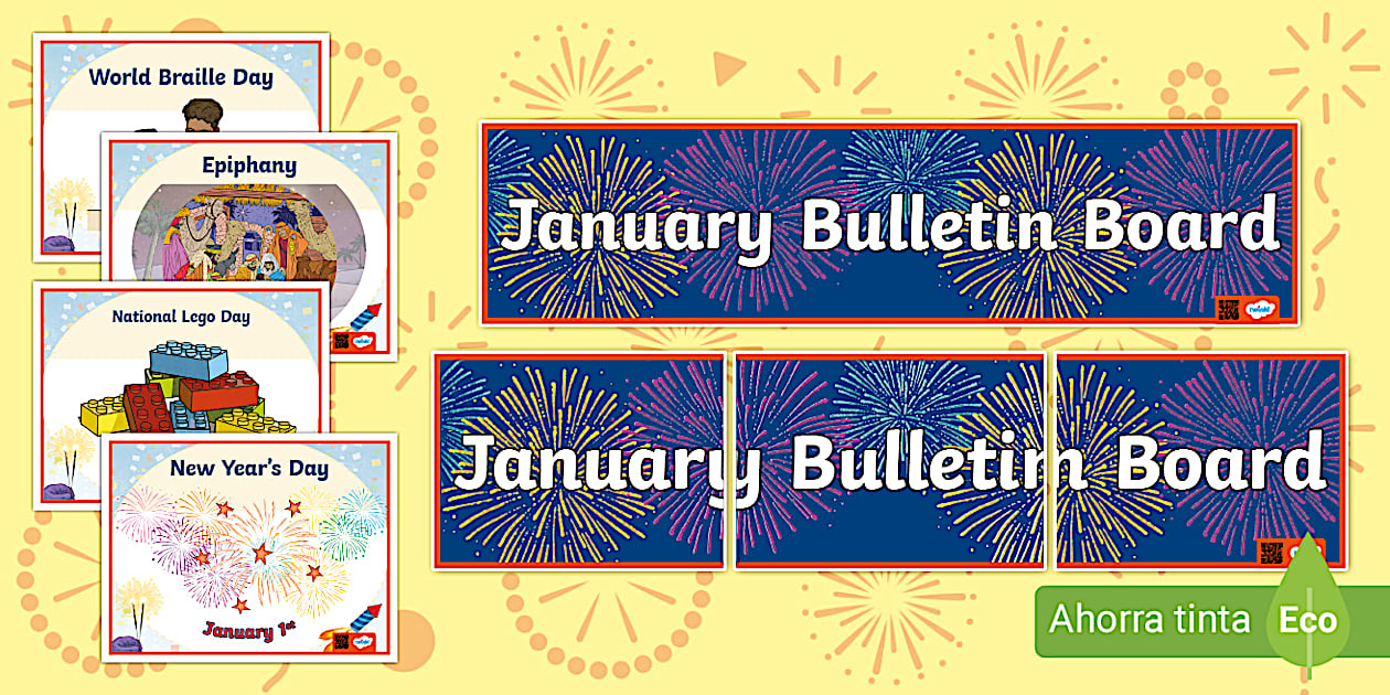 January Bulletin Board -Periódico mural enero - Twinkl