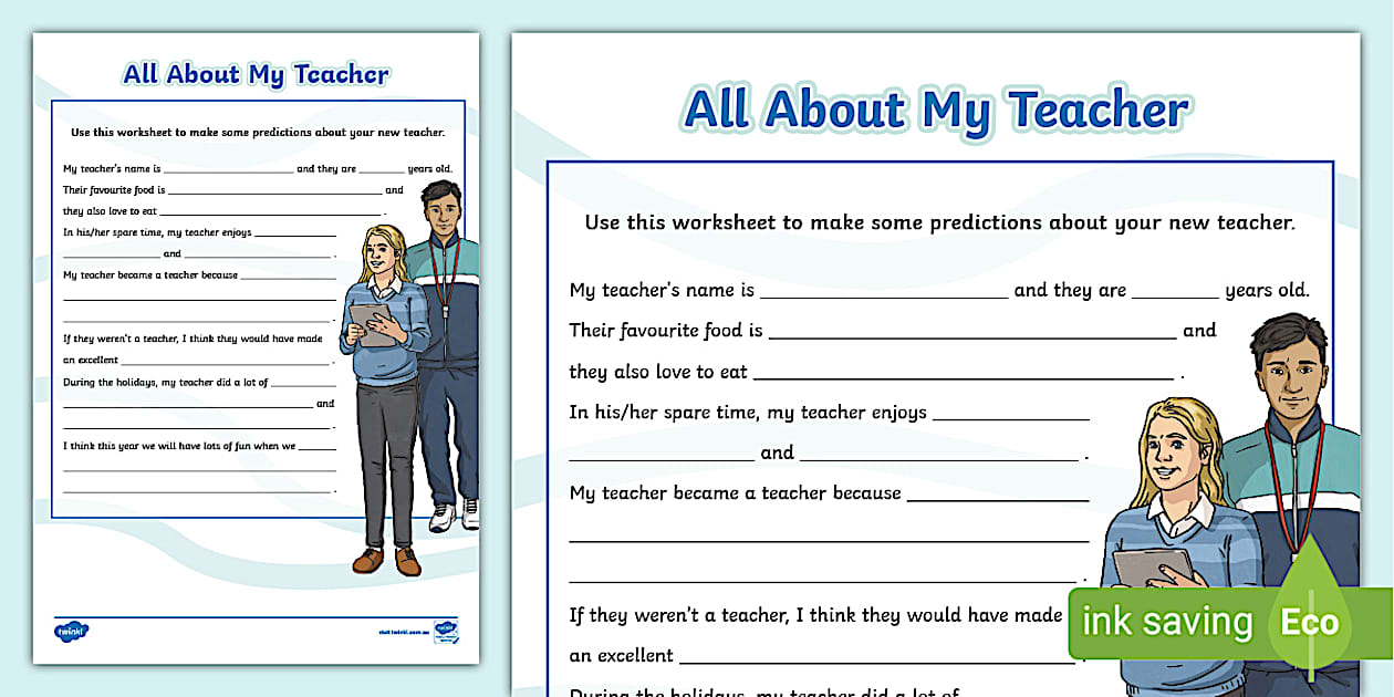 All About My Teacher Activity | 3-4 Prediction Skills