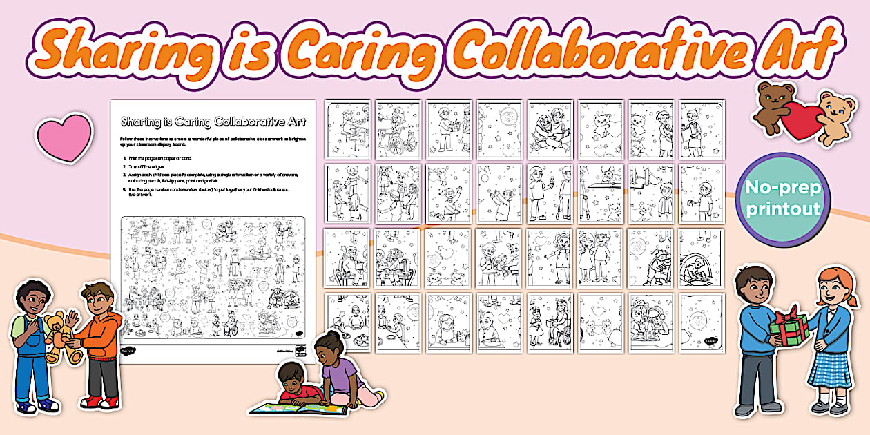 Sharing is Caring Collaborative Art (teacher made) - Twinkl