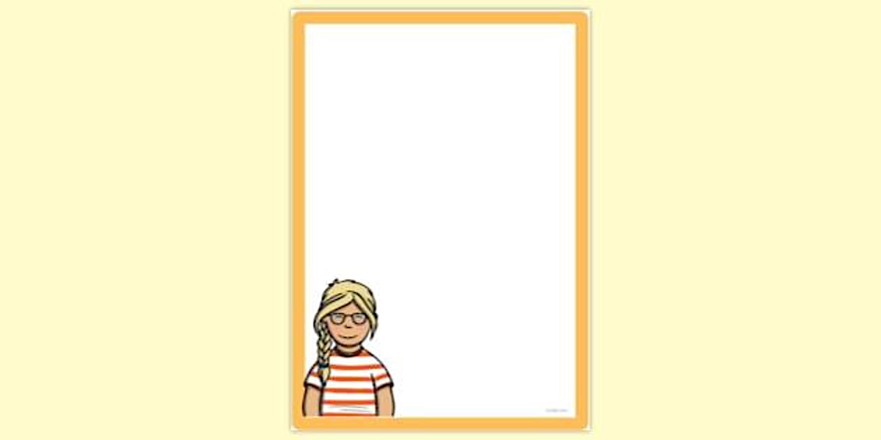 Simple Blank Girl Wearing Glasses Page Border | Page Borders