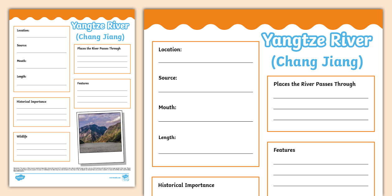 Yangtze River Fact File Template (teacher made) - Twinkl