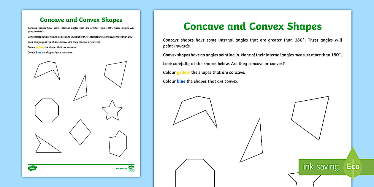 Concave and Convex Shapes Worksheet - Twinkl