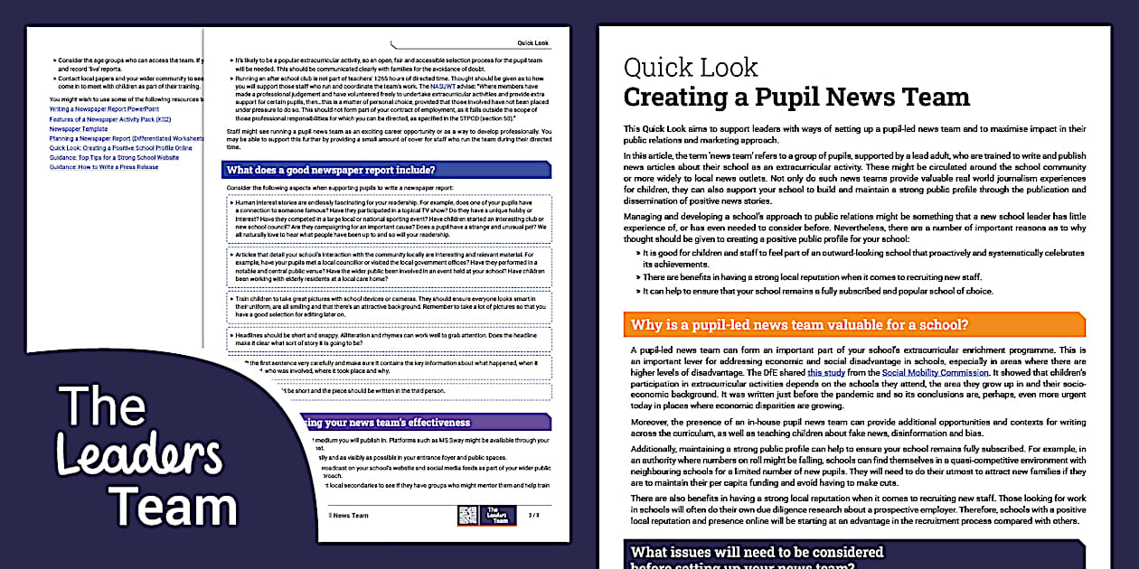 How do I create a pupil-led news team? (teacher made)