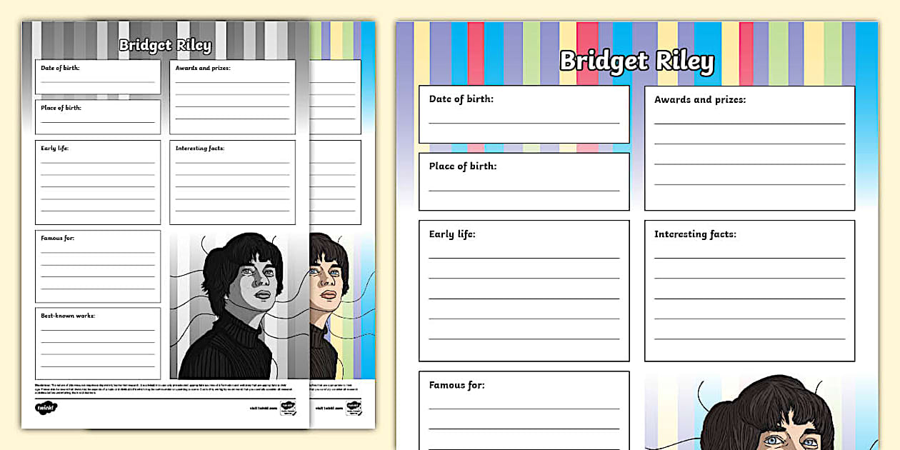 Bridget Riley Fact File Template,Bridget Riley - Twinkl