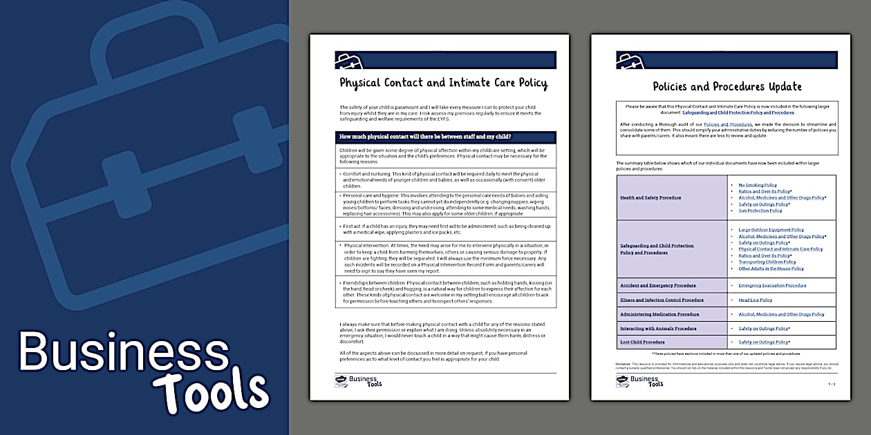 Physical Contact and Intimate Care Policy for Childminders