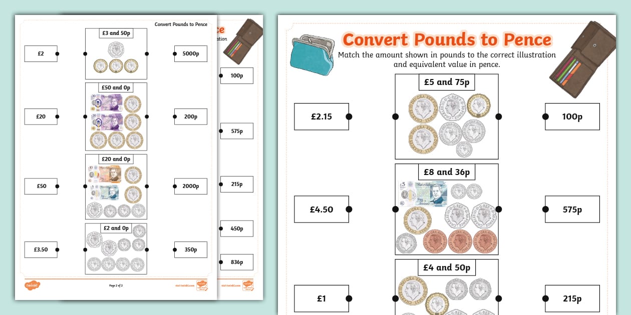 👉 Pounds to Pence Matching Activity - Twinkl Maths - KS2