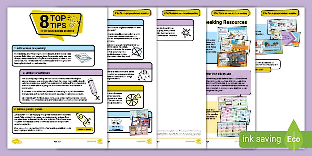 FREE! - Top Tips for ESL Speaking Lessons (Teacher-Made)