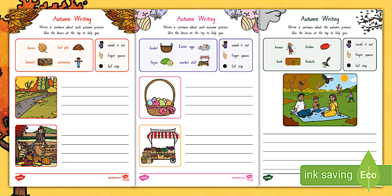 New Zealand Autumn Early Writing Activities - Twinkl