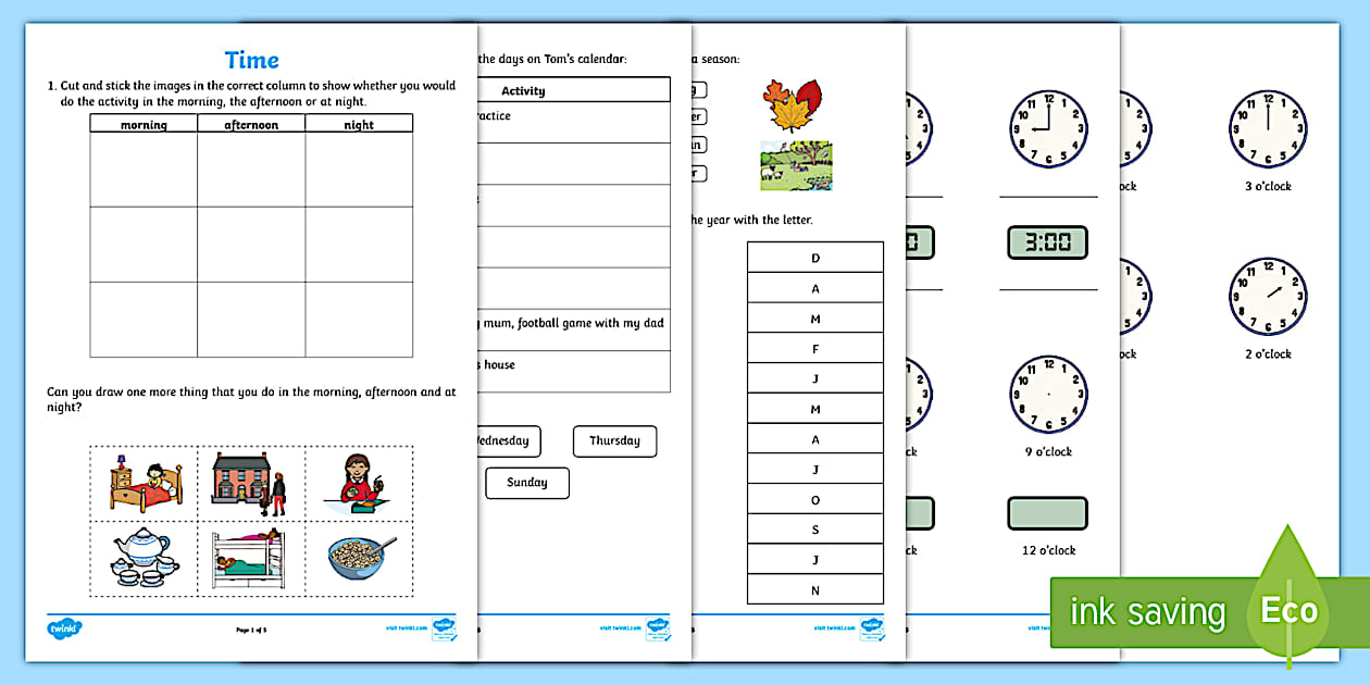 Early Level Numeracy and Mathematics Assessment - Time