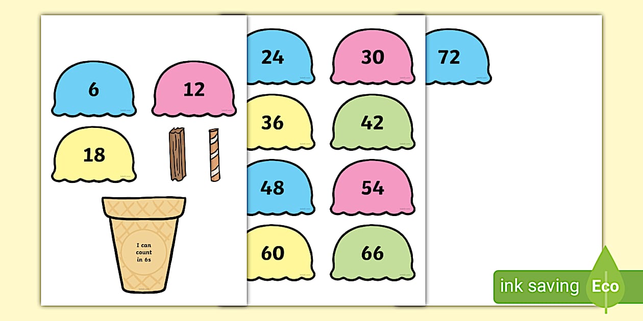 Counting in 6s Ice Cream Activity (teacher made) - Twinkl