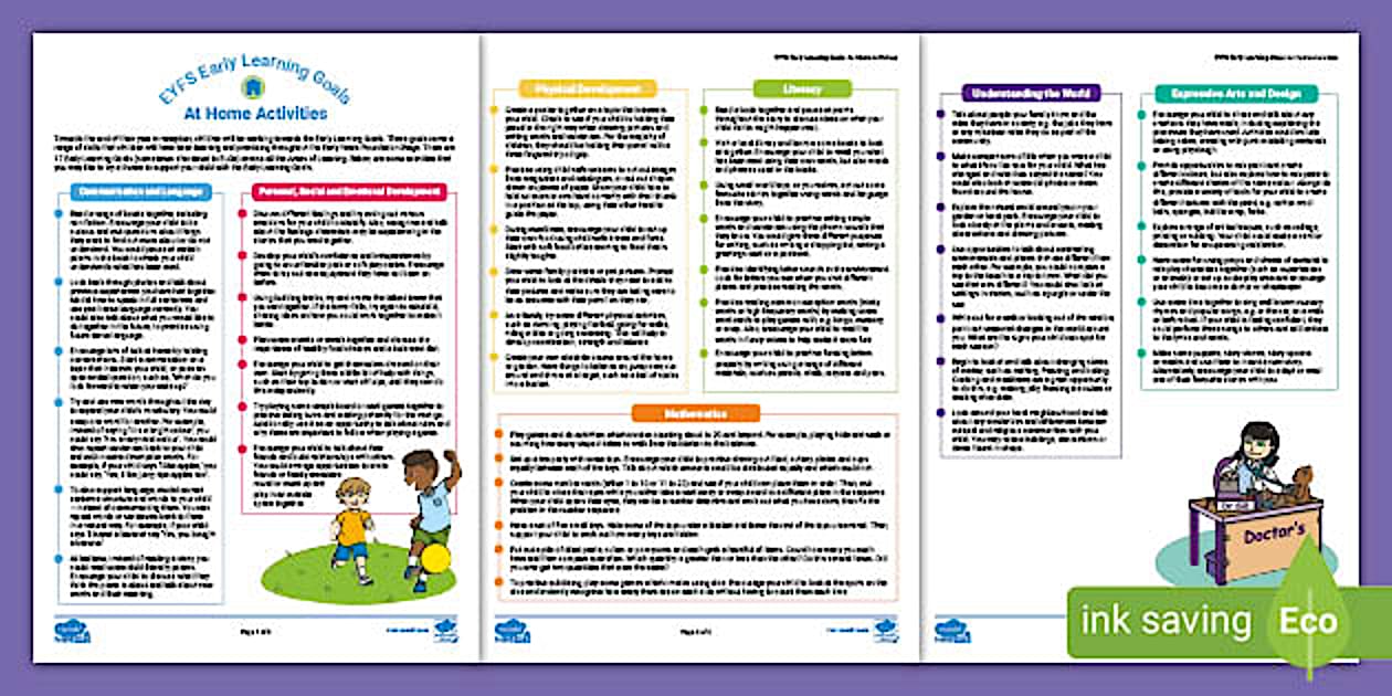 EYFS Early Learning Goals: At Home ELG Activities - Twinkl