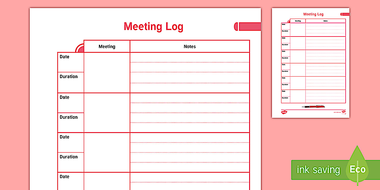 Editable Teacher Planner Meeting Log Overview (teacher made)