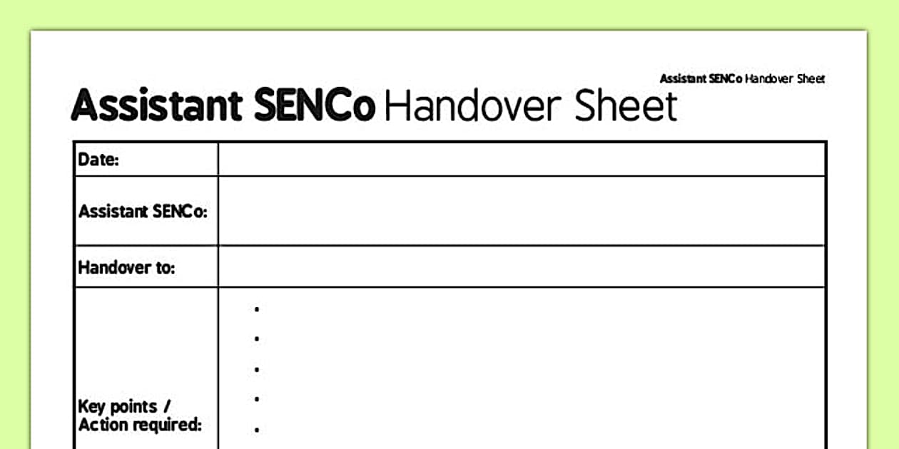 Editable Assistant SENCo Handover Sheet (teacher made)