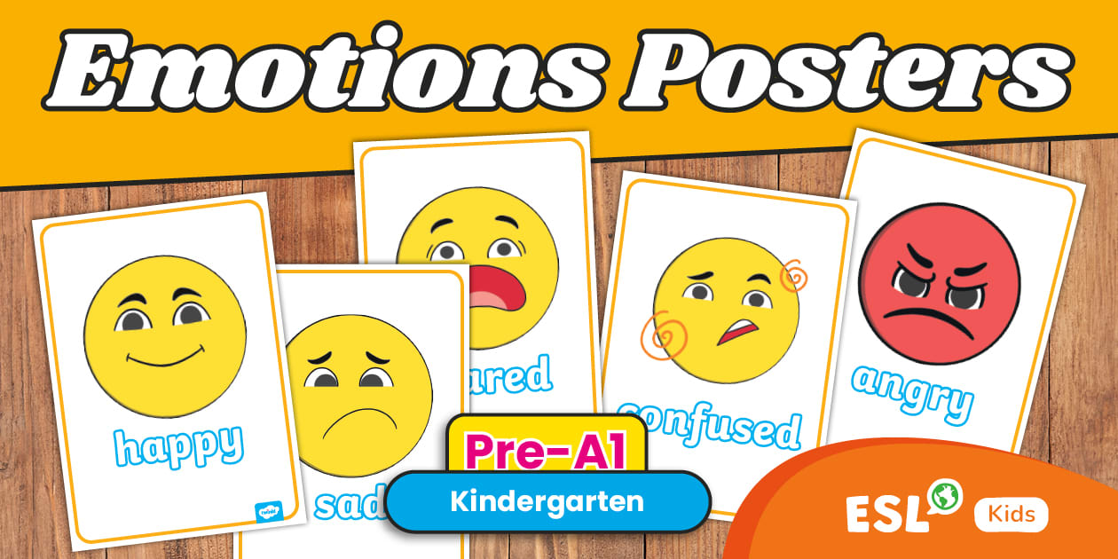 😊 ESL Emotions Emoji Posters for Kids