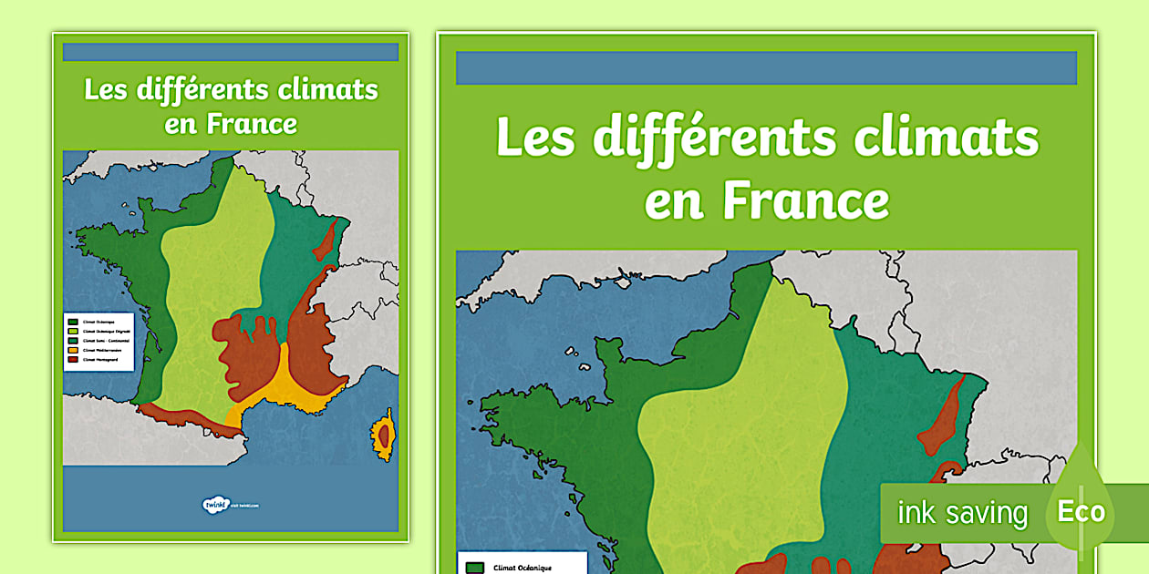 Poster format A2 : Les différents climats en France