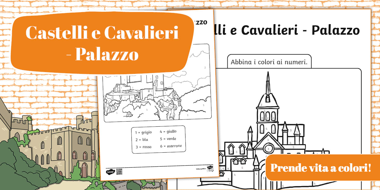 * NEW * Colora con i numeri: Castelli e cavalieri - palazzo
