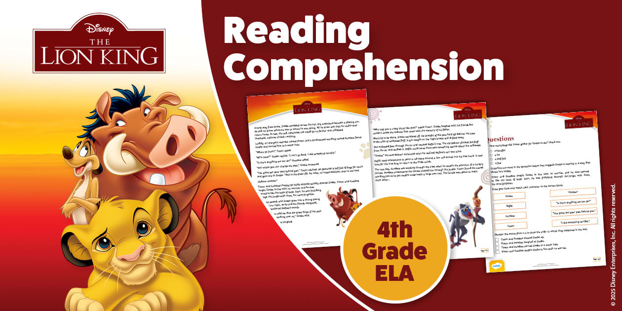 The Lion King: Fourth Grade Reading Comprehension Worksheet