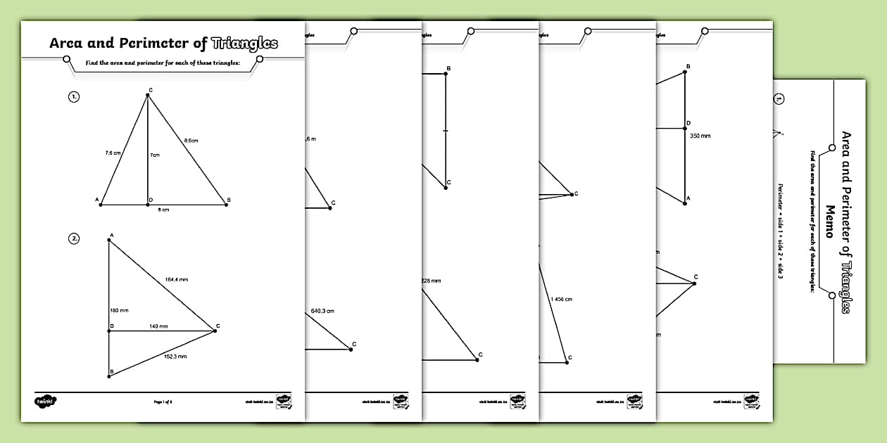Area and Perimeter of Triangles Activity Sheet - Twinkl