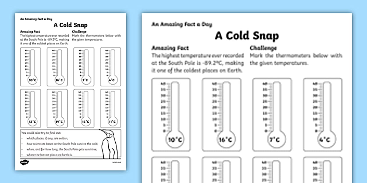 A Cold Snap Worksheet / Worksheet (teacher made) - Twinkl
