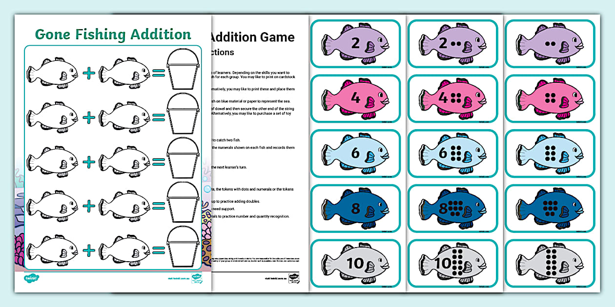 Gone Fishing Addition Game (teacher made) - Twinkl