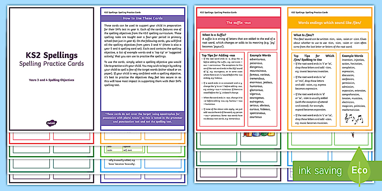 Spelling Challenge Cards (Ages 7 - 9) (teacher made)