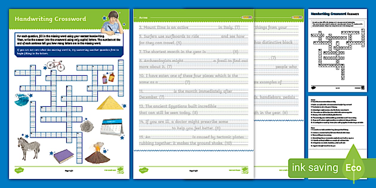 Cursive KS2 Handwriting Crossword (Hecho por educadores)