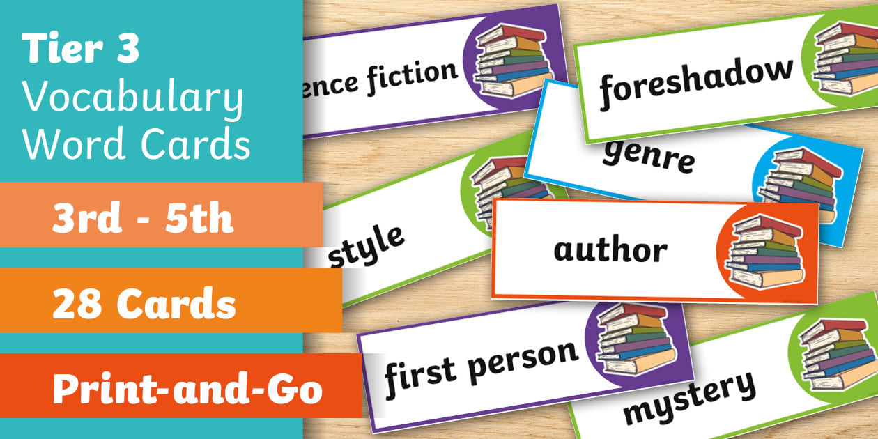 Tier 3 Fiction Vocabulary Word Cards for 3rd-5th Grade