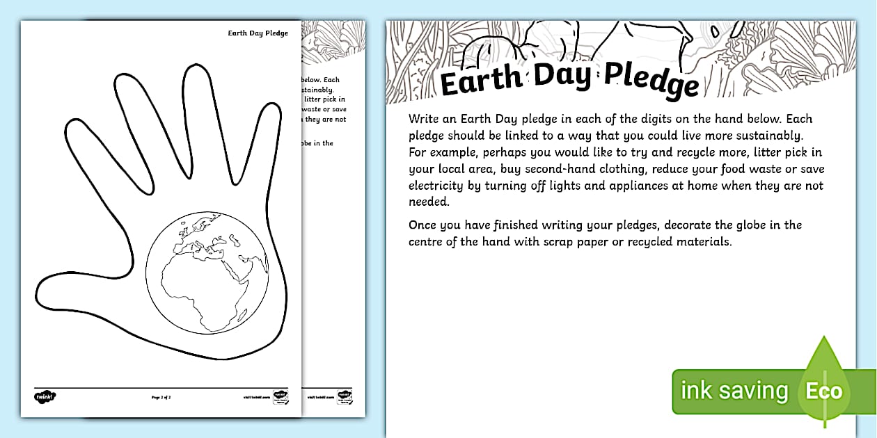 Editable Earth Day Pledge Activity (professor feito)
