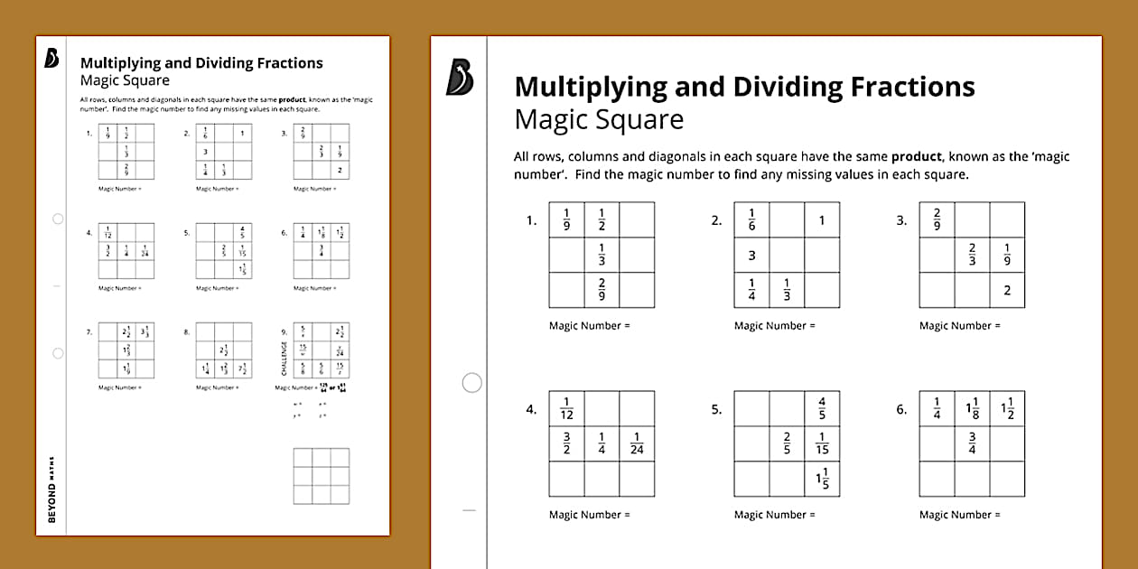 👉 Magic Square - Multiplying and Dividing Fractions