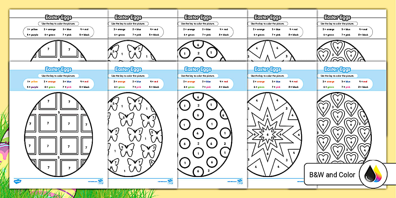 Easter Eggs Color by Number (Teacher-Made) - Twinkl
