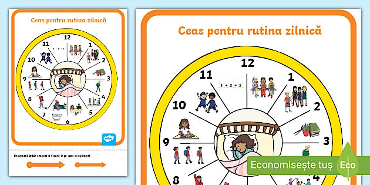 Ceas pentru rutina zilnică – Planșă (Lehrer gemacht)