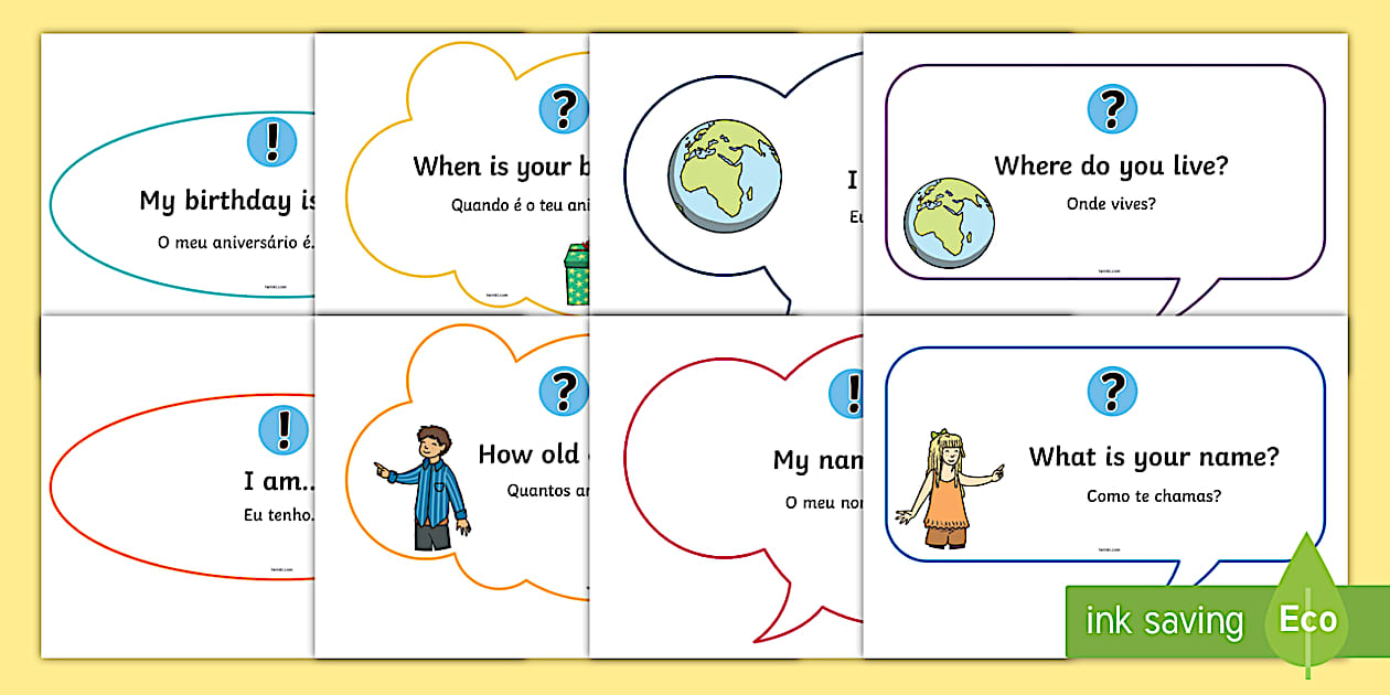 Basic Phrase Posters English/Portuguese (teacher made)