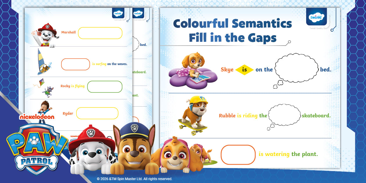 PAW Patrol: Fill in the Gaps Colourful Semantics Activity