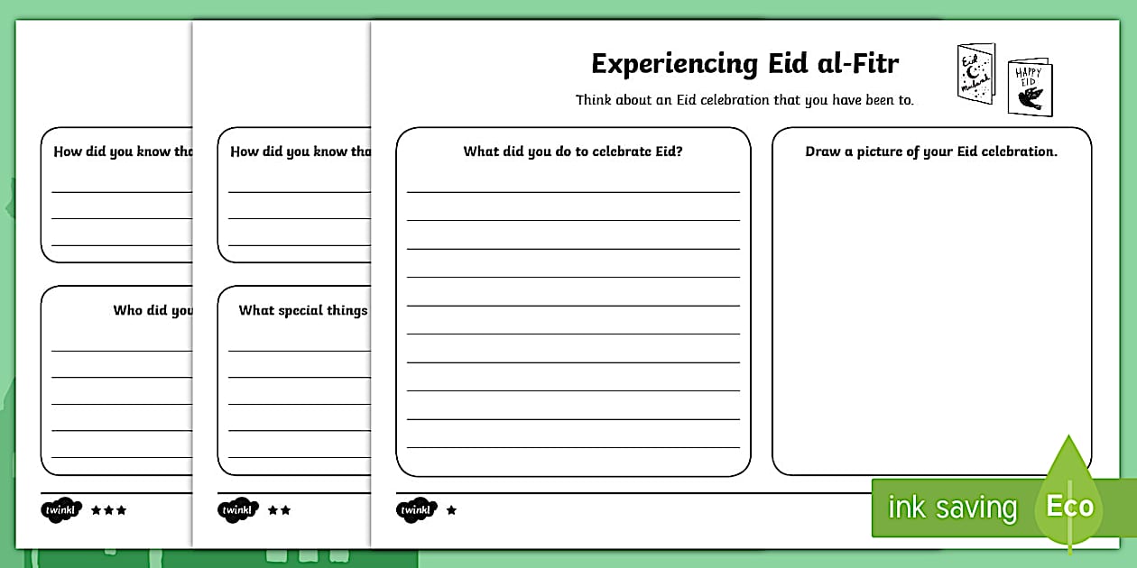 Editable Eid al-Fitr Celebration Writing Worksheet - Twinkl