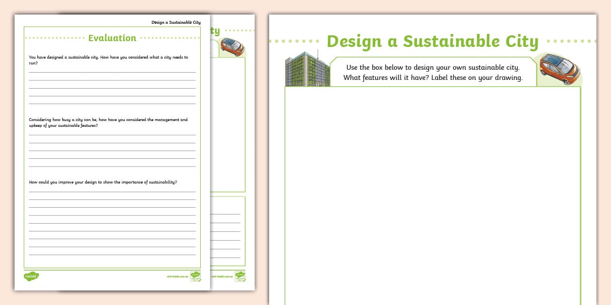Design a Sustainable City Worksheet (teacher made) - Twinkl