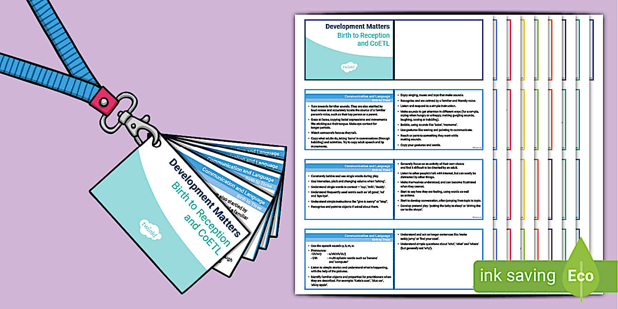 EYFS Lanyard-Sized Development Matters 2020: Birth to Reception and CoETL