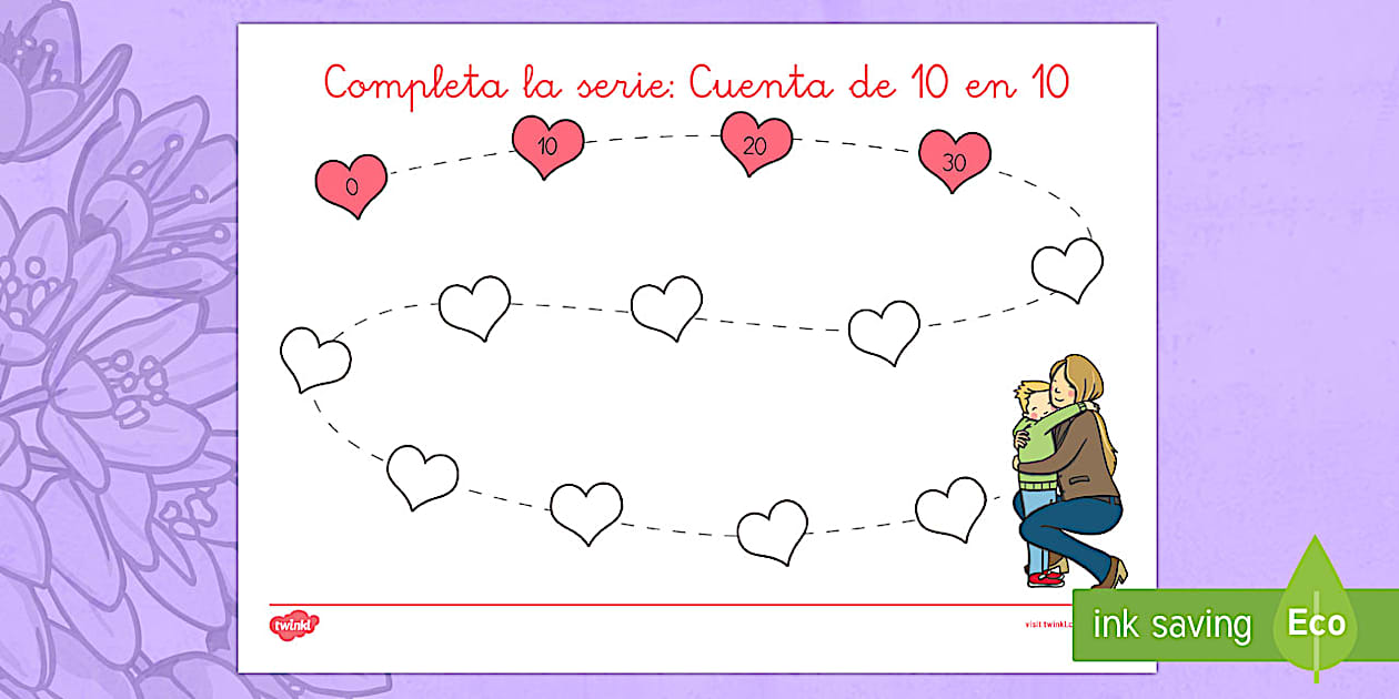 Completa la serie: cuenta de 10 en 10 - Twinkl