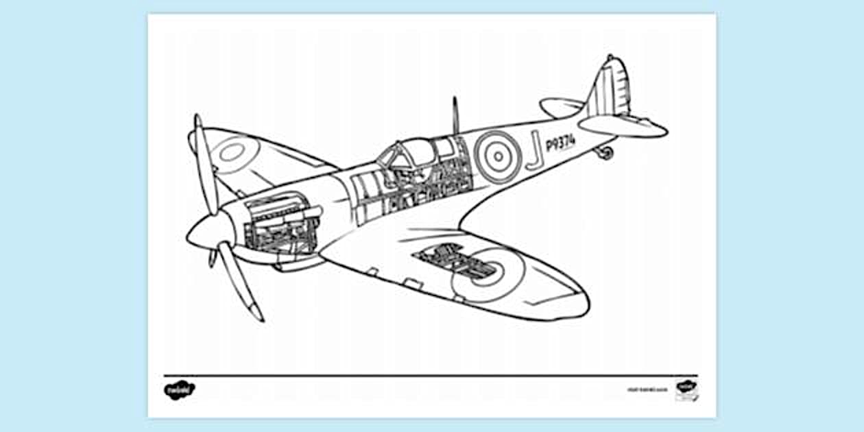 Spitfire Diagram Colouring | Colouring Sheets (teacher made)