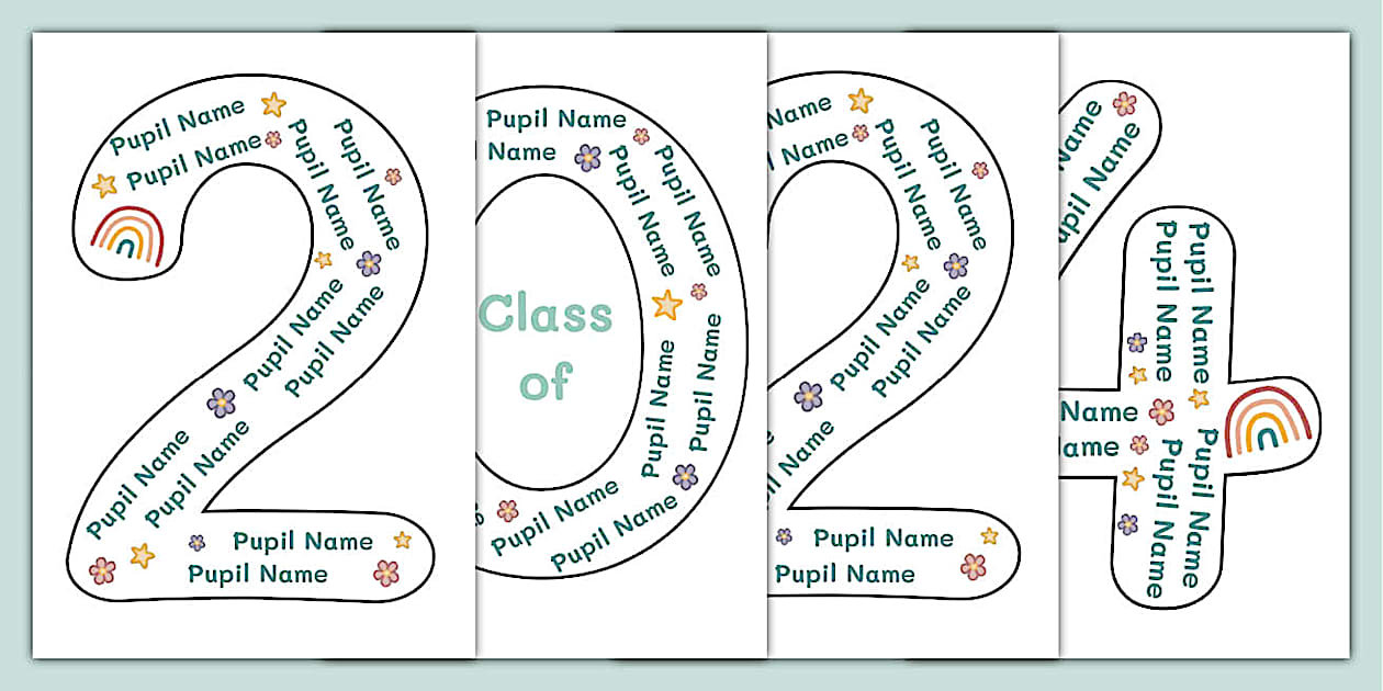 Editable Muted Rainbow Class of 2024 Name Posters - Twinkl