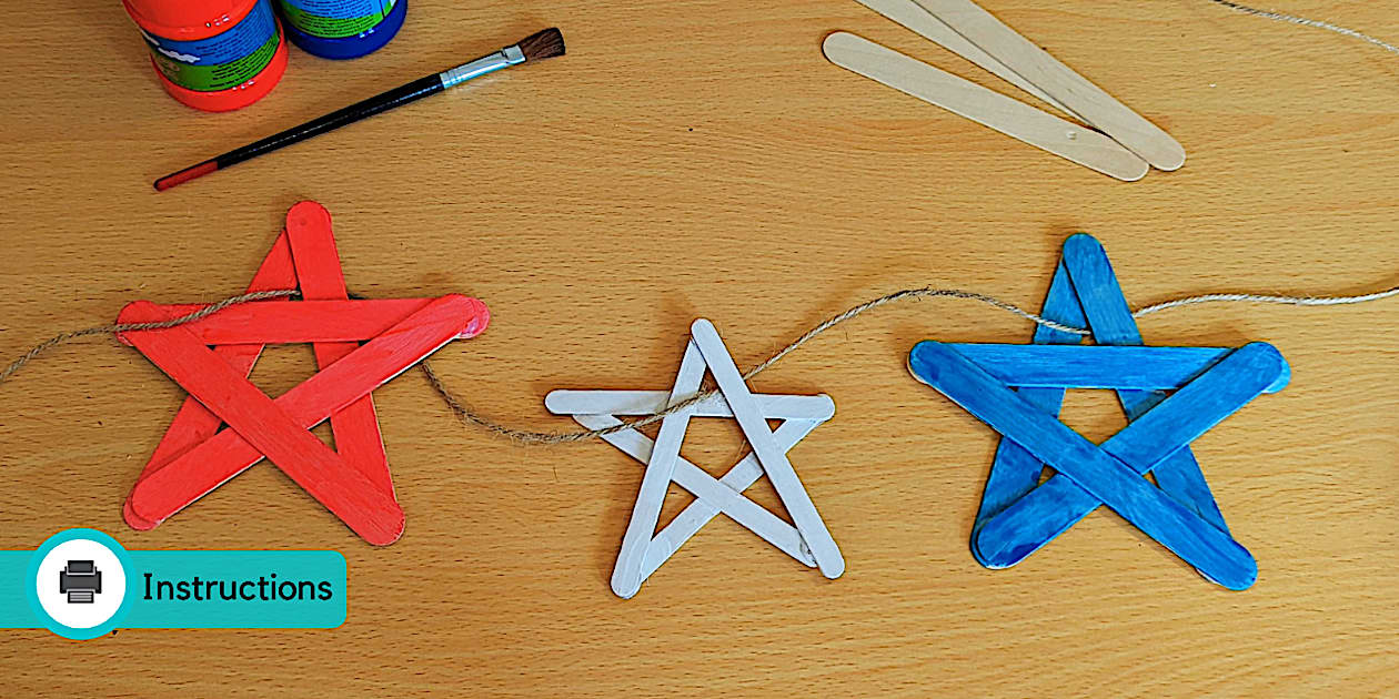 Lolly Stick Star Garland | British Crafts (Teacher-Made)