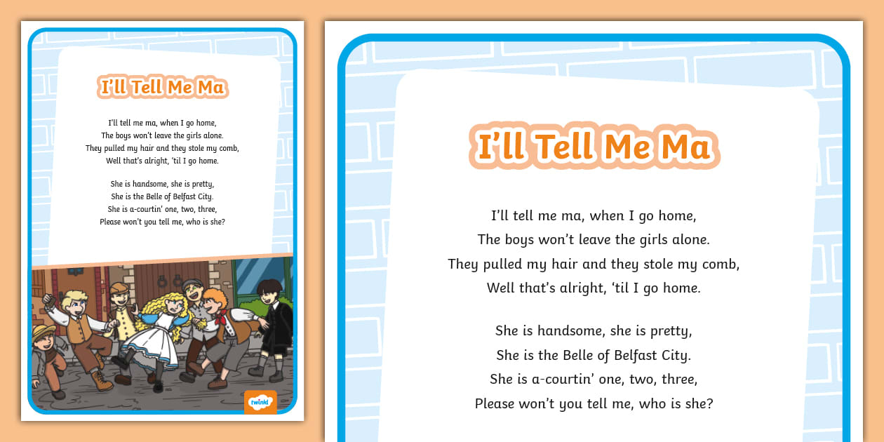 I'll Tell Me Ma Traditional Song Poster (teacher made)