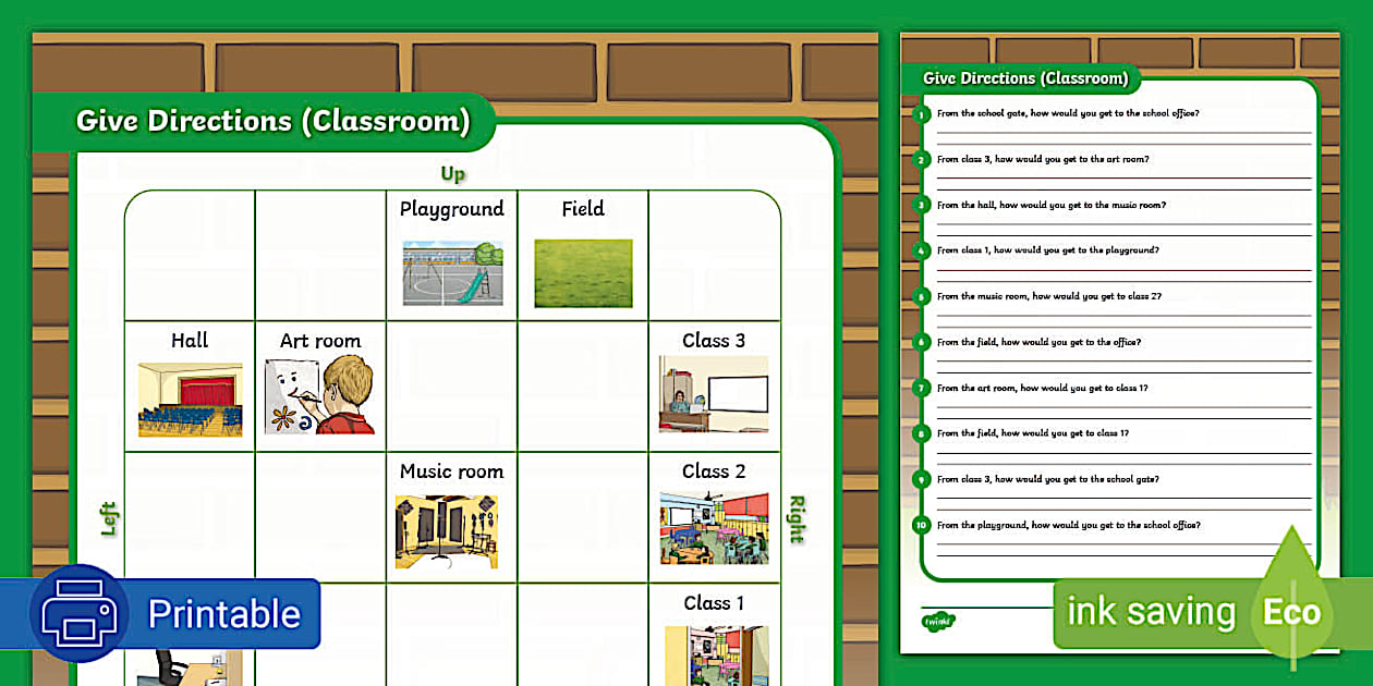 Grade 3 Math: Directions in a school - Twinkl