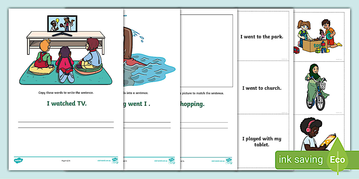 Story Starter Simple Sentence Scramble Worksheets - Twinkl